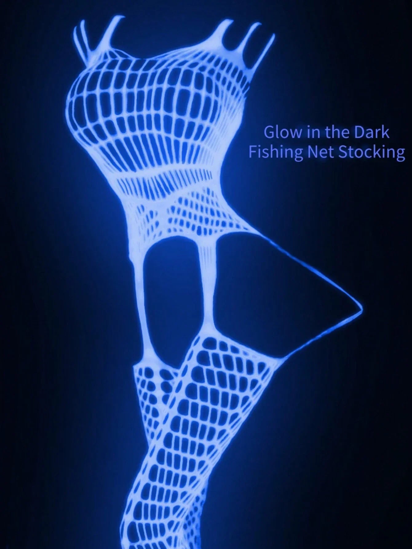 1pc Luminous Long Fishnet Stockings, Glow-In-The-Dark Blue Fishnet Tig ...