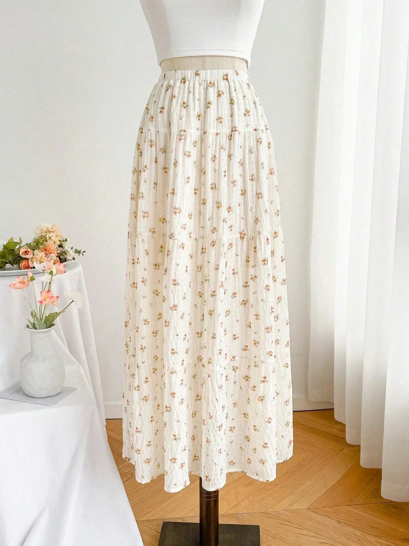 Flirla Women's Boho Floral Maxi Skirt: Long Summer Skirt With Elastic ...